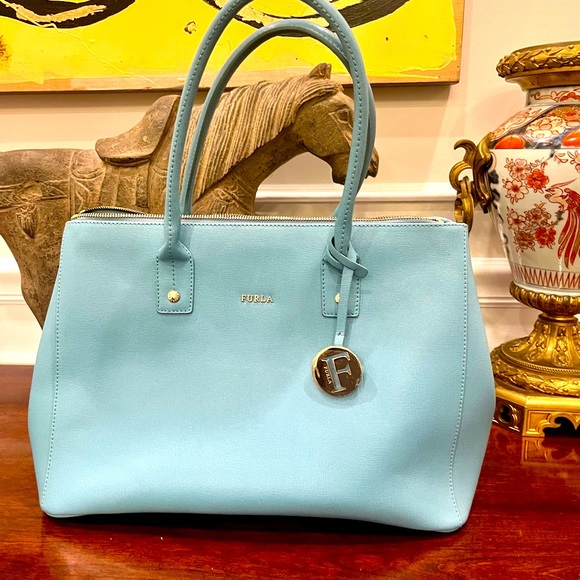 Furla | Bags | Beautiful Large Furla Purse In Stunning Baby Blue Make ...
